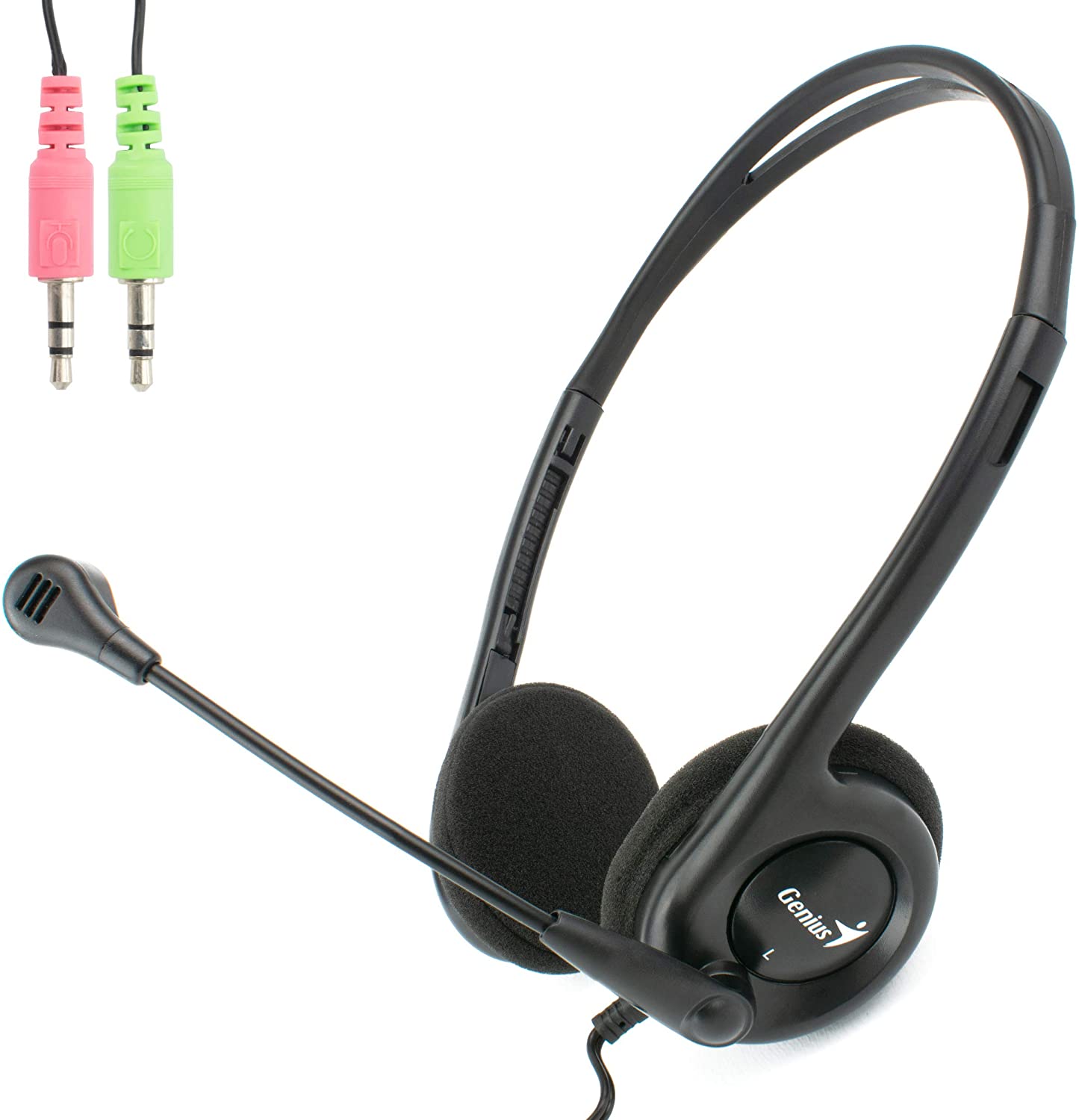 GENIUS HEADSET IN-LINE MICROPHONE LEATHER DATECHABLE CABLE LENGHT 1.2M